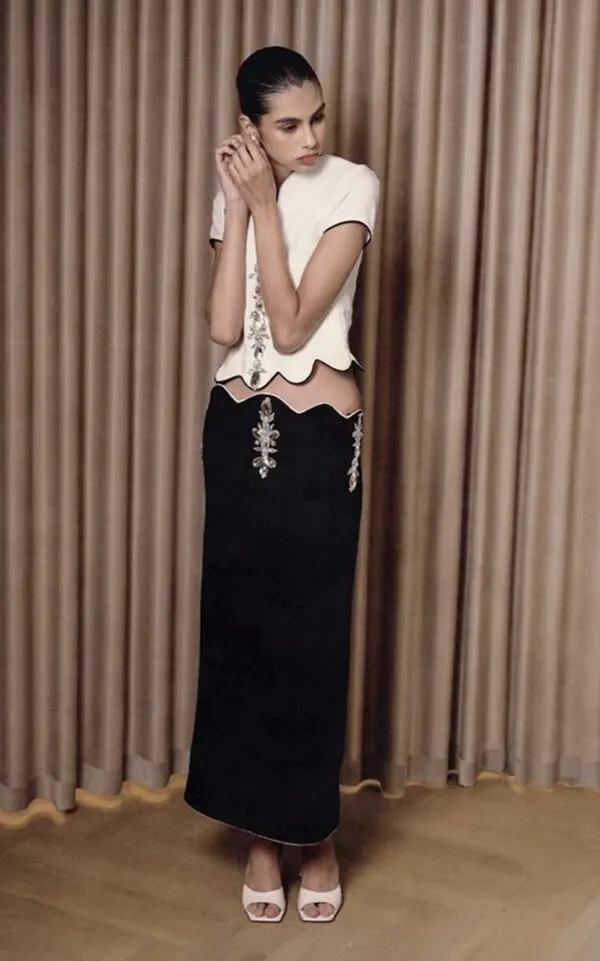 SALMA OSMAN Scalloped Maxi Set