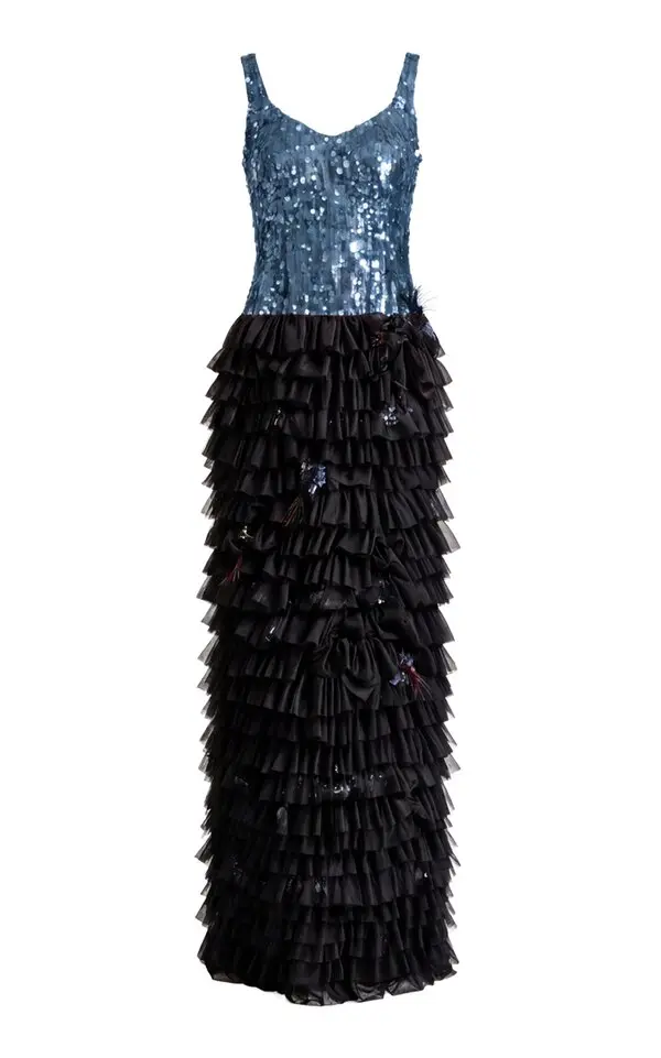 SALMA OSMAN Embellished Tiered Maxi Dress