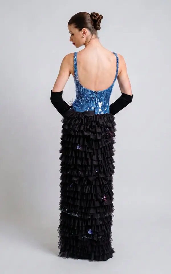 SALMA OSMAN Embellished Tiered Maxi Dress