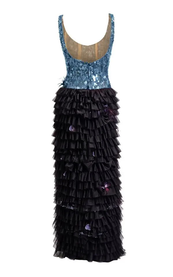 SALMA OSMAN Embellished Tiered Maxi Dress