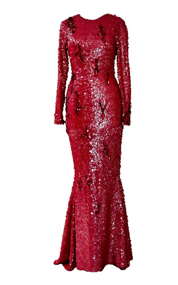 SALMA OSMAN Embellished Long-sleeve Maxi Dress