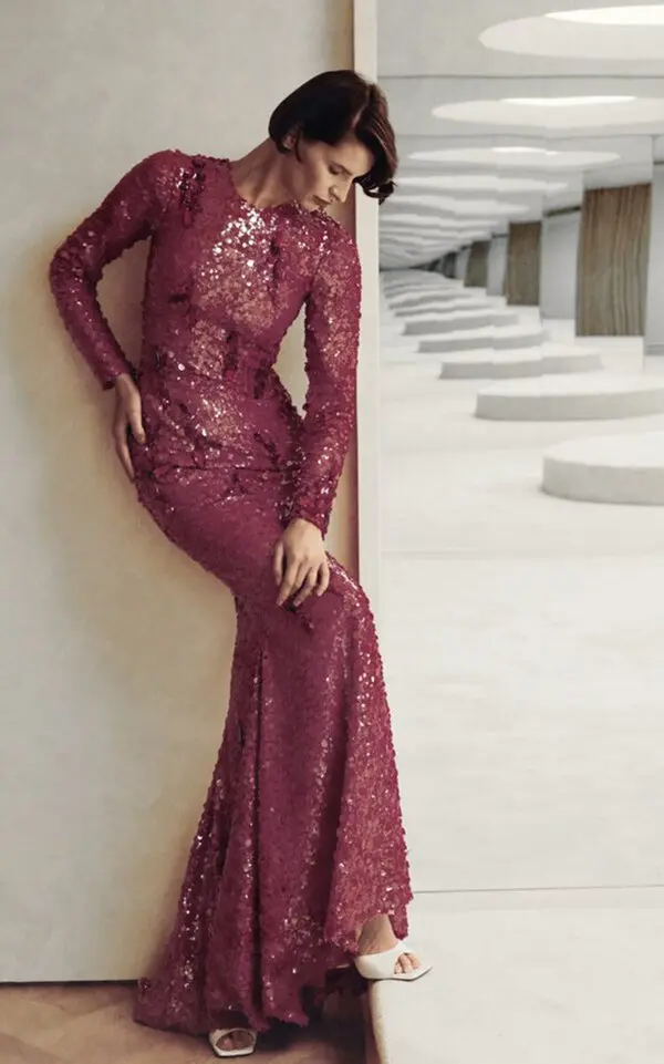SALMA OSMAN Embellished Long-sleeve Maxi Dress