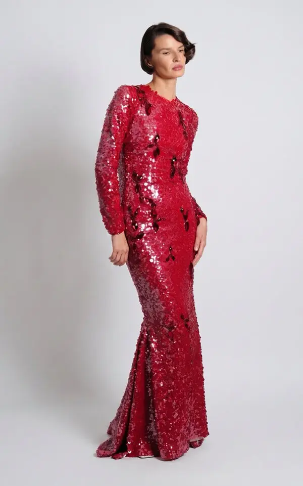 SALMA OSMAN Embellished Long-sleeve Maxi Dress