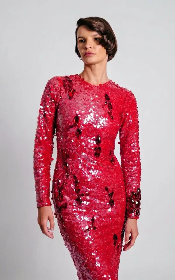 SALMA OSMAN Embellished Long-sleeve Maxi Dress