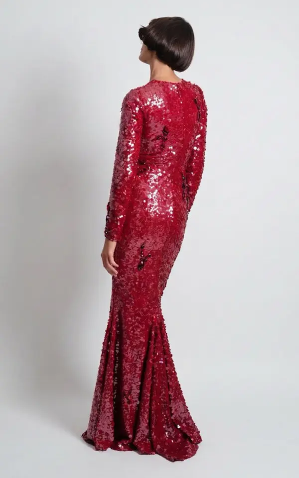 SALMA OSMAN Embellished Long-sleeve Maxi Dress