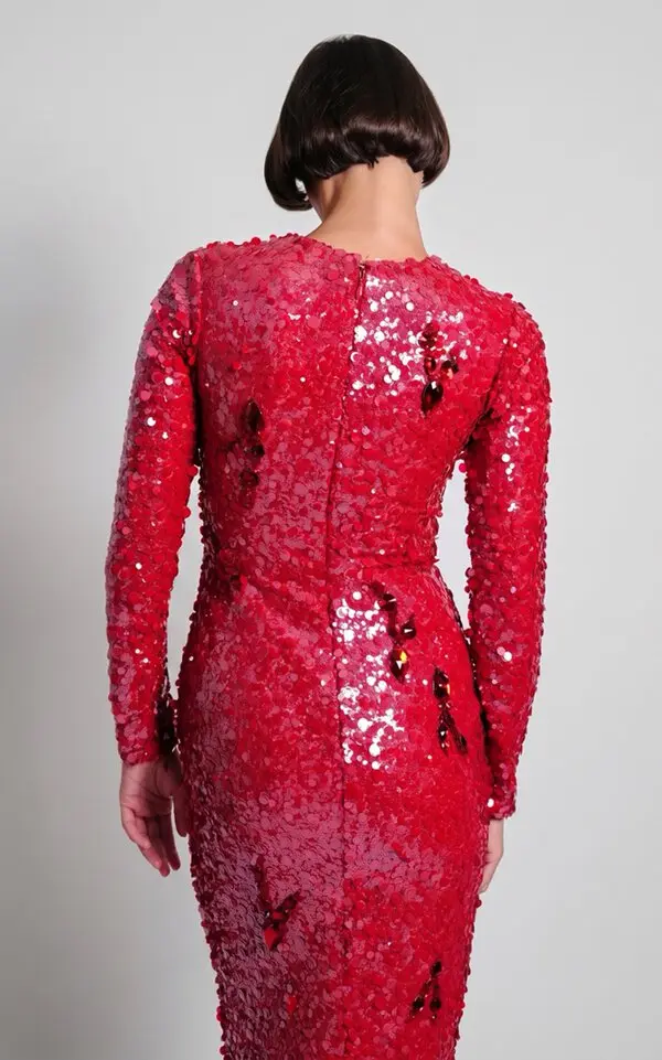 SALMA OSMAN Embellished Long-sleeve Maxi Dress