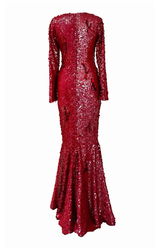 SALMA OSMAN Embellished Long-sleeve Maxi Dress