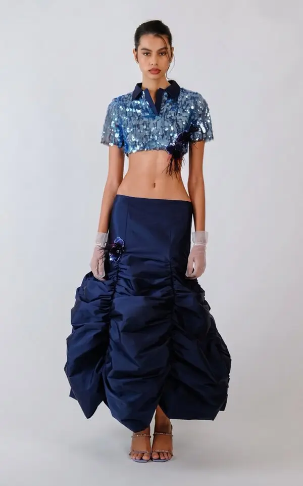 SALMA OSMAN Embellished Collared Maxi Set
