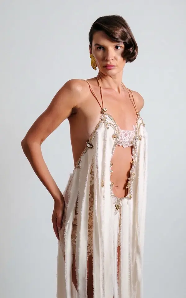 SALMA OSMAN Panelled Chiffon Maxi Dress