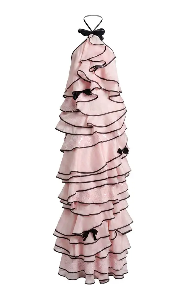 SALMA OSMAN Open-back Chiffon Maxi Dress