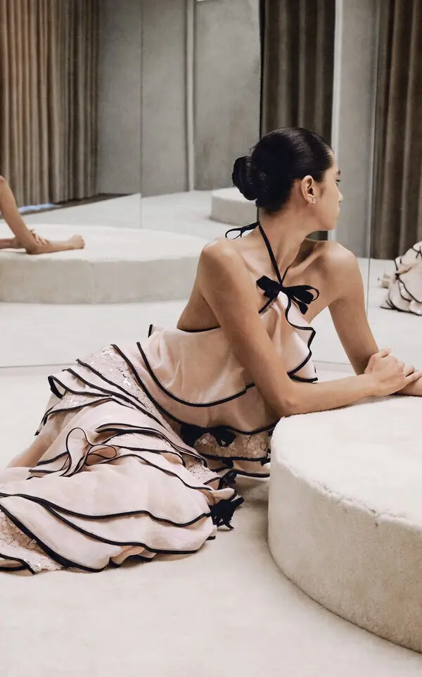 SALMA OSMAN Open-back Chiffon Maxi Dress