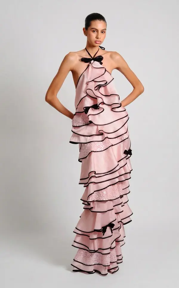 SALMA OSMAN Open-back Chiffon Maxi Dress