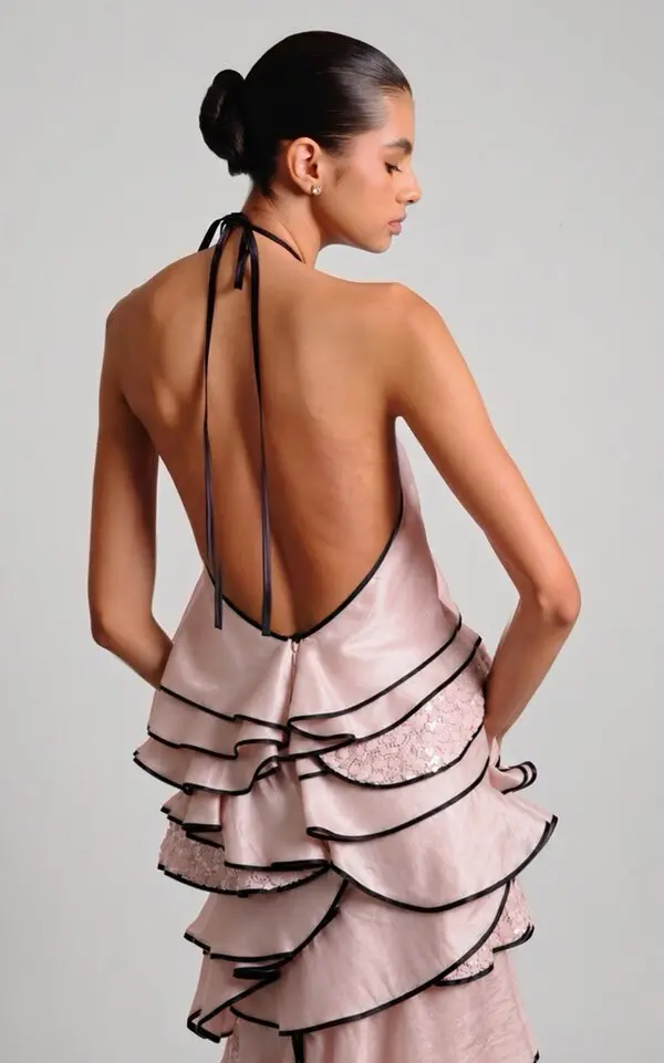 SALMA OSMAN Open-back Chiffon Maxi Dress
