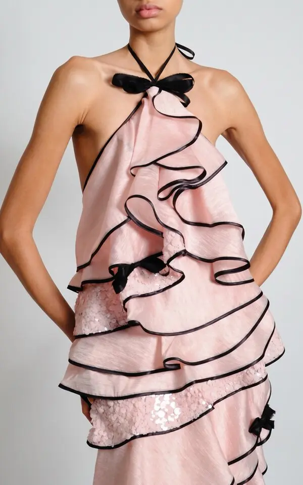 SALMA OSMAN Open-back Chiffon Maxi Dress