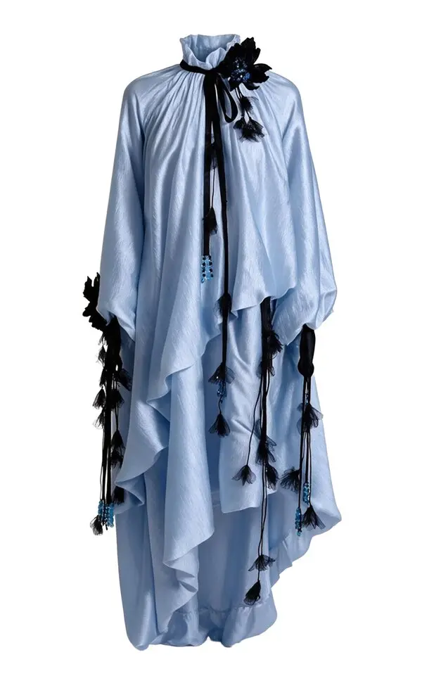 SALMA OSMAN Draped Chiffon Maxi Dress
