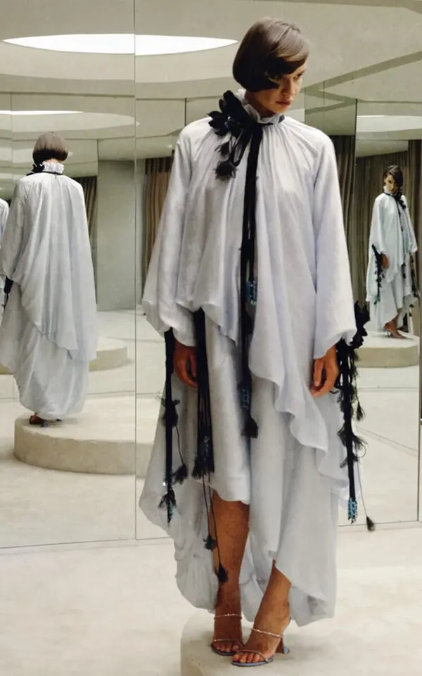 SALMA OSMAN Draped Chiffon Maxi Dress
