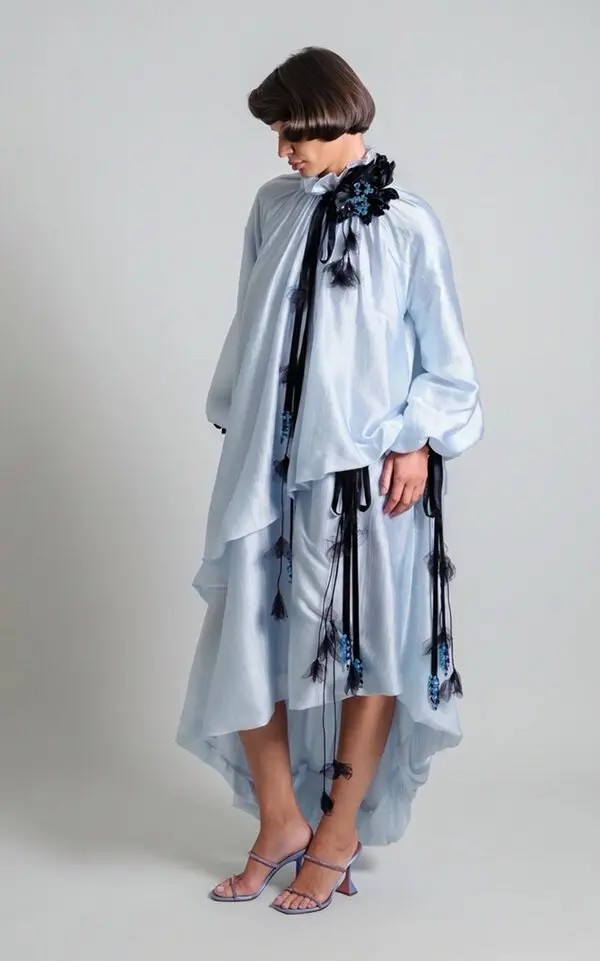 SALMA OSMAN Draped Chiffon Maxi Dress