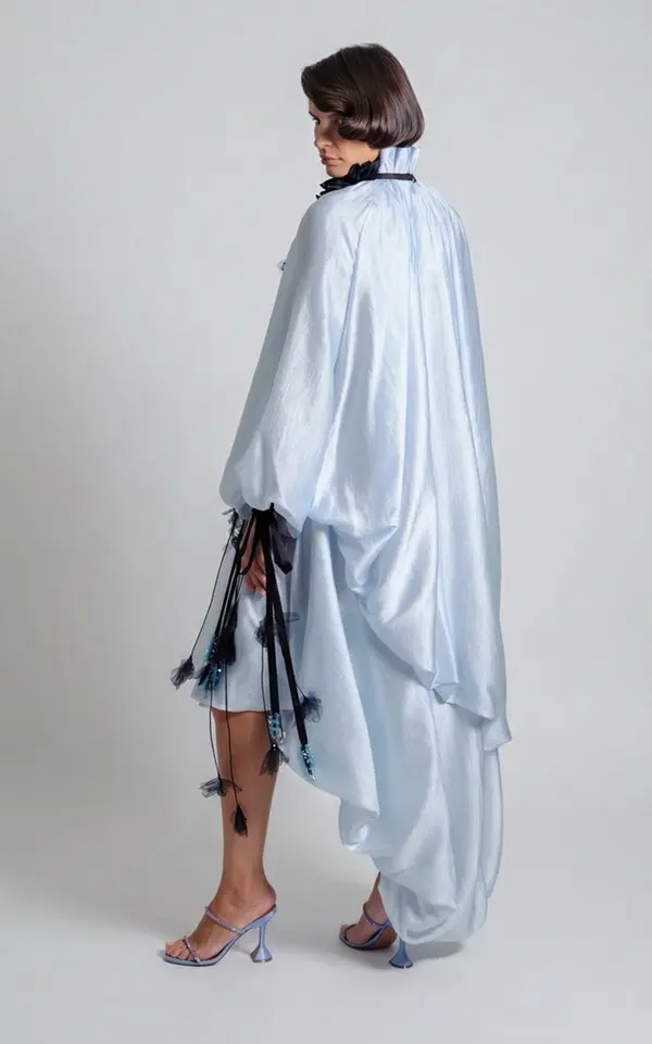 SALMA OSMAN Draped Chiffon Maxi Dress