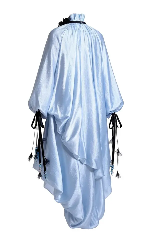 SALMA OSMAN Draped Chiffon Maxi Dress