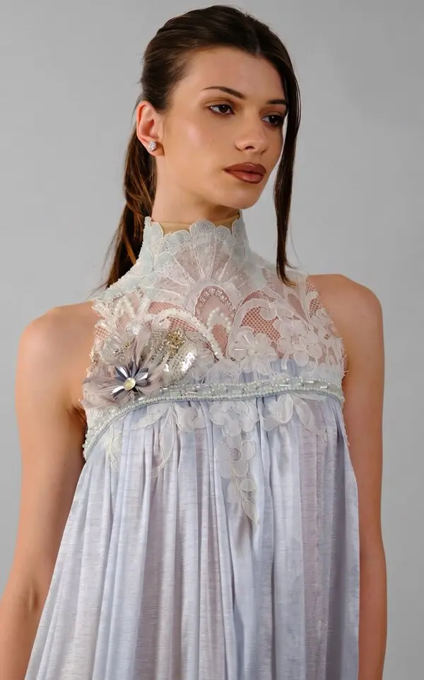 SALMA OSMAN High-neck Sheer Midi Dress