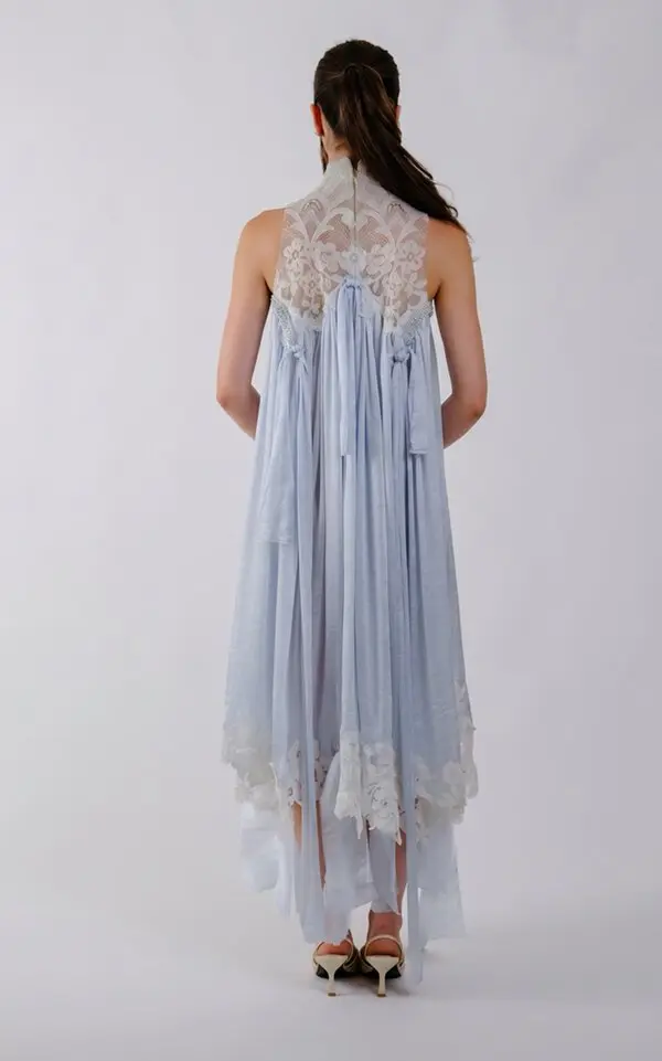SALMA OSMAN High-neck Sheer Midi Dress