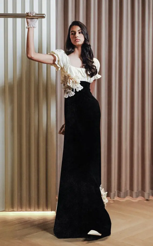 SALMA OSMAN Contrast-bodice Maxi Gown