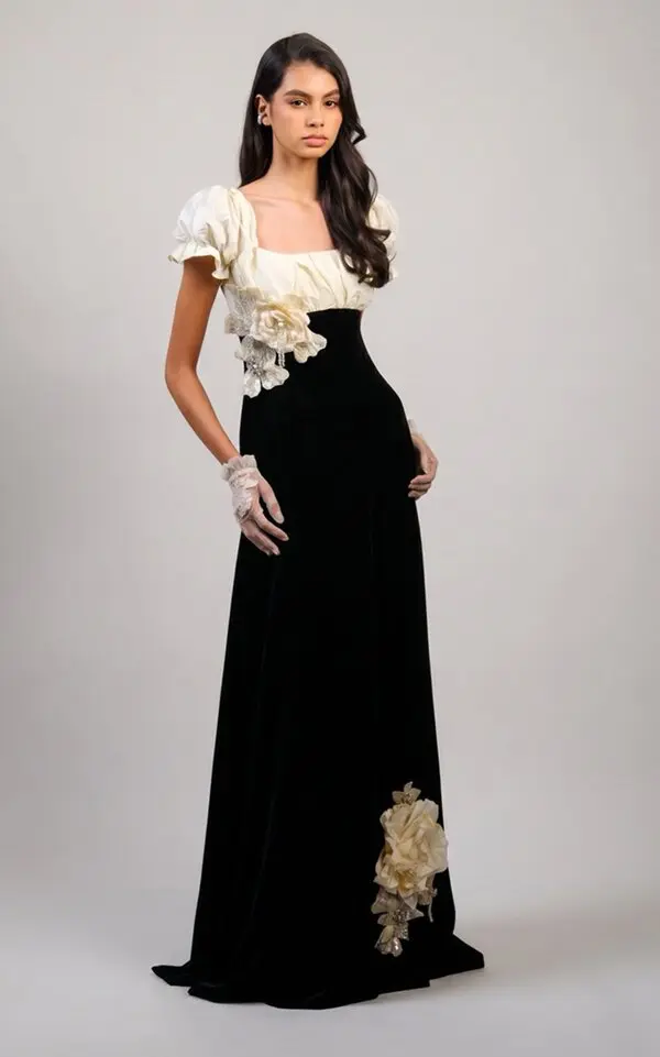 SALMA OSMAN Contrast-bodice Maxi Gown