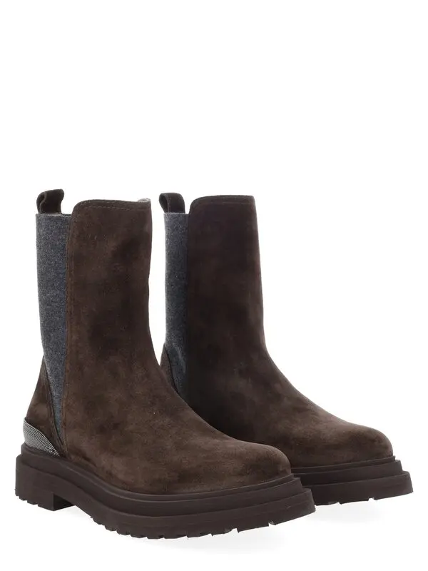 Brunello Cucinelli Suede Ankle Boots - Dark Brown