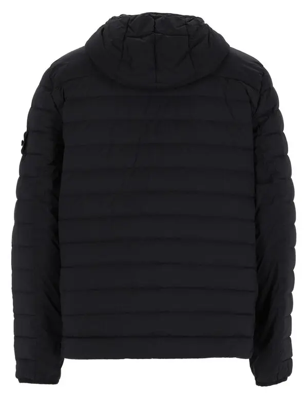 Stone Island Hooded Down Jacket With Water-repellent Finish - Black