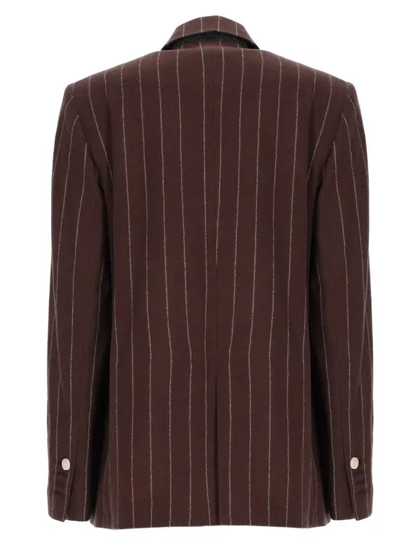 ALYSI Double Breasted Wool Blazer With Stripes