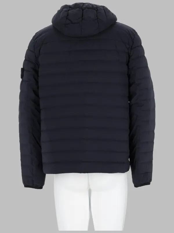 Stone Island Quilted Hooded Down Jacket - Blue