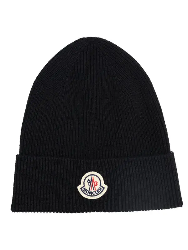 Moncler Ribbed Wool Beanie - Black