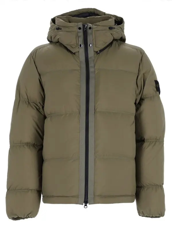Stone Island Ripstop Down Puffer Jacket With Removable Hood