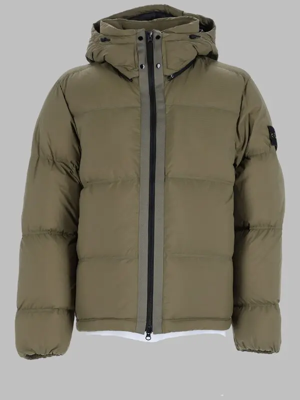 Stone Island Ripstop Down Puffer Jacket With Removable Hood
