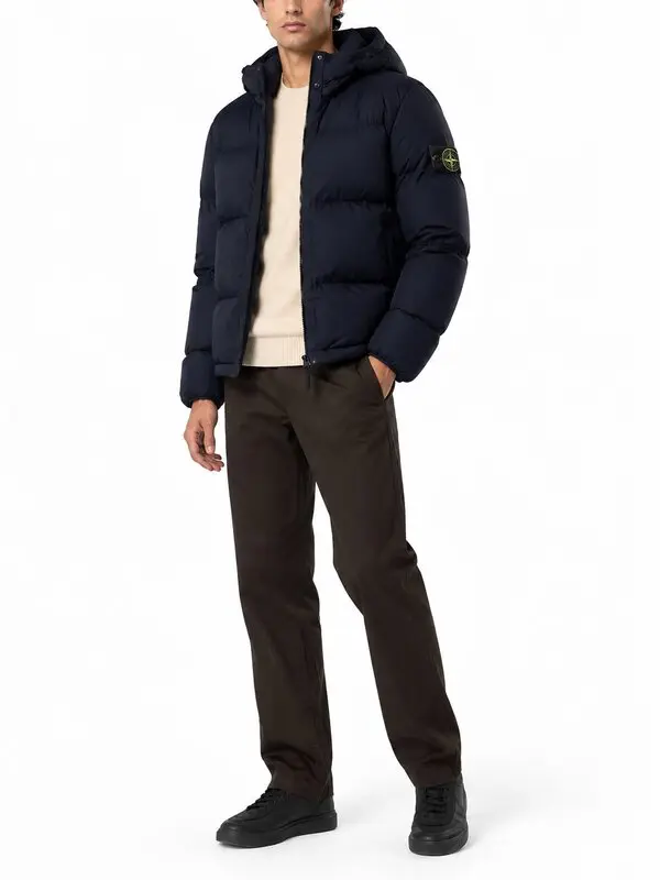 Stone Island Ripstop Down Puffer Jacket With Removable Hood - Blue