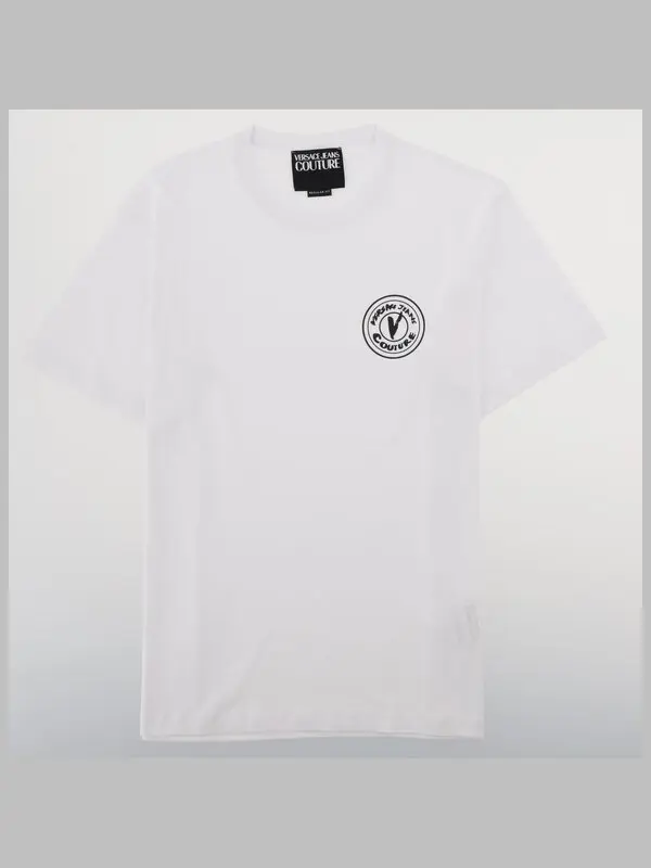 Versace T-shirt Con "v Emblem" Ricamato