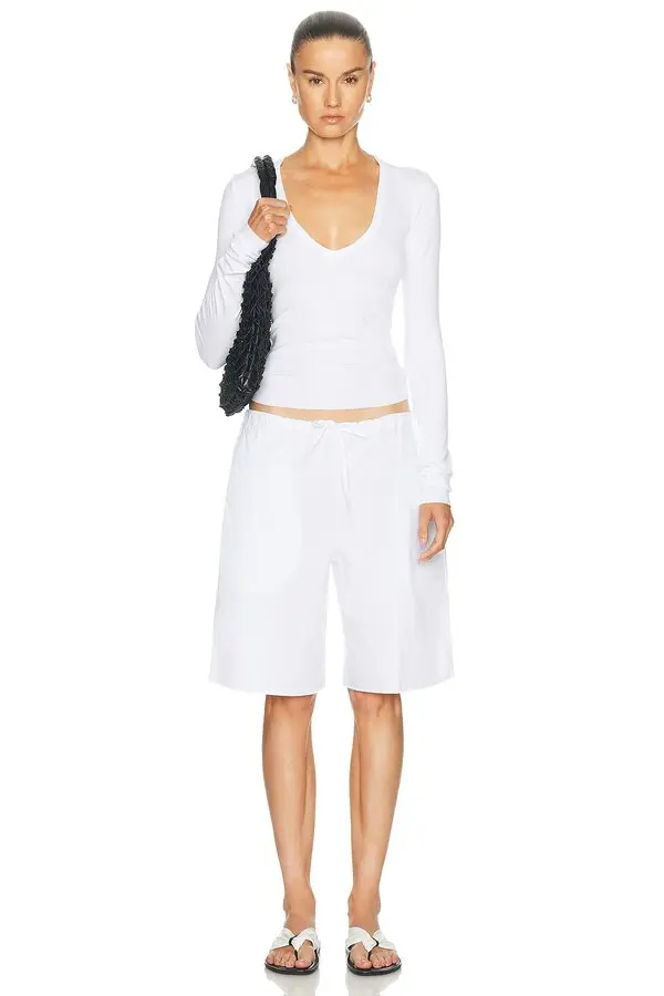 Eterne Long Sleeve Ribbed V-neck Top