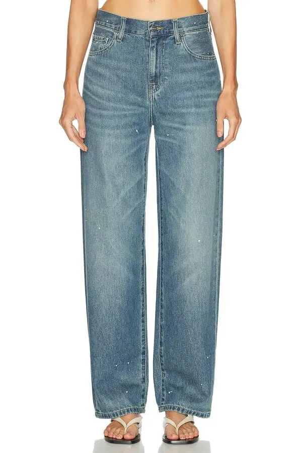 Carhartt Work In Progress Arin Straight Leg Jeans With Paint Splatter Detail - Blue