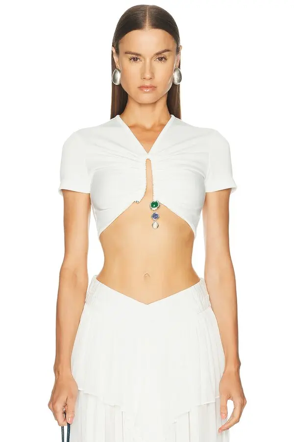 Christopher Esber Droplet Crystal Pendant Ruched Tee