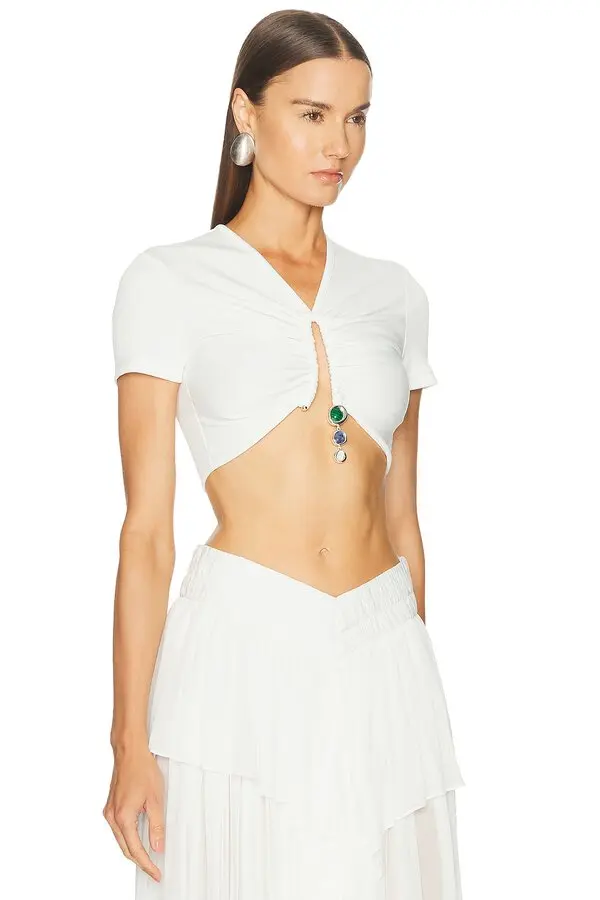 Christopher Esber Droplet Crystal Pendant Ruched Tee