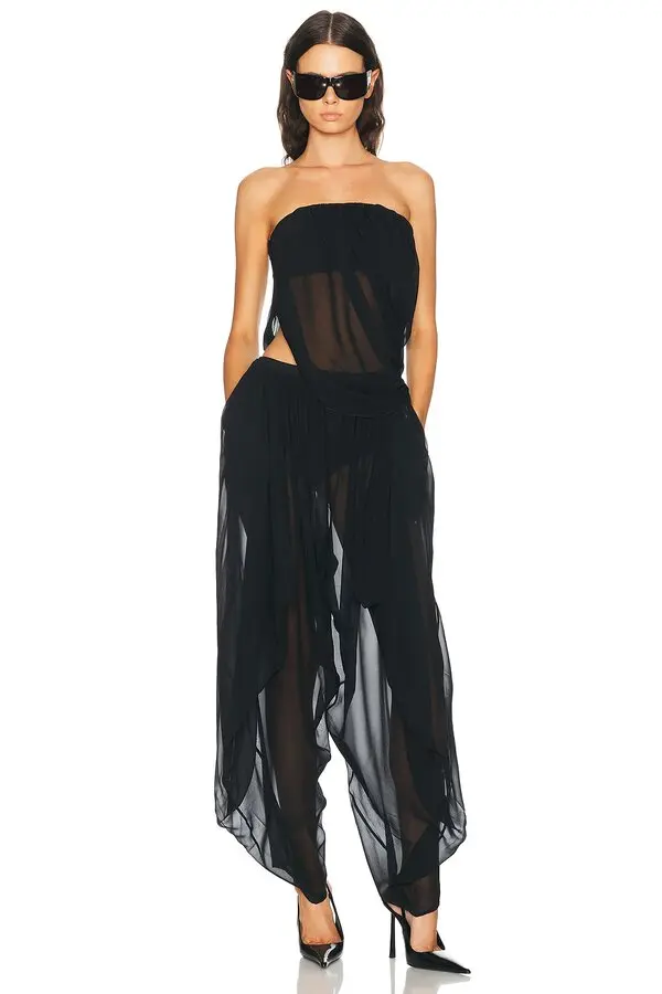 FRANCESCO MURANO Draped Strapless Georgette Top