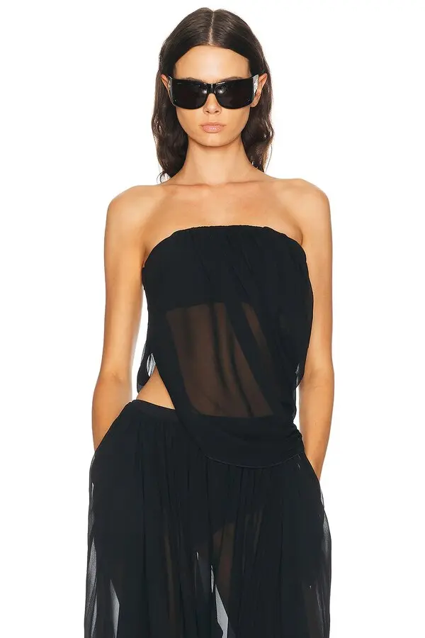 FRANCESCO MURANO Draped Strapless Georgette Top