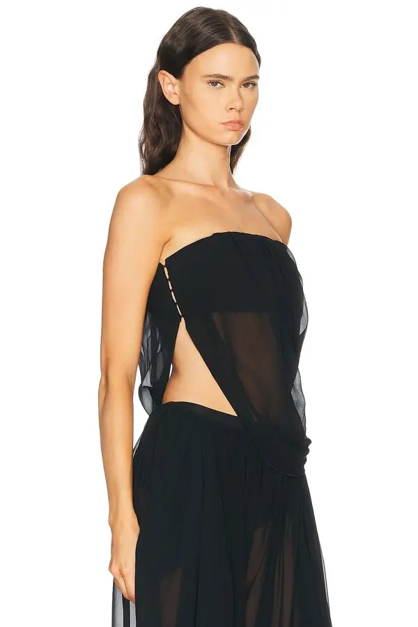 FRANCESCO MURANO Draped Strapless Georgette Top