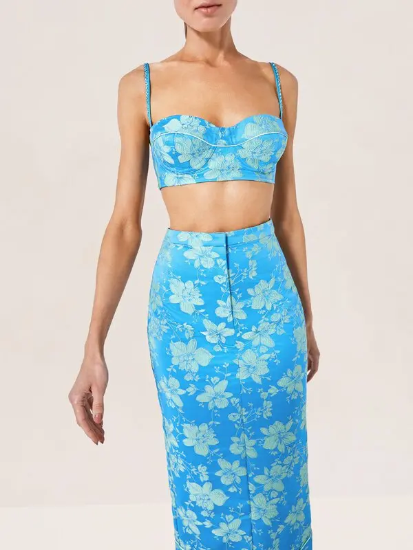 Alexis Aubrielle Floral Print Sweetheart Neckline Top