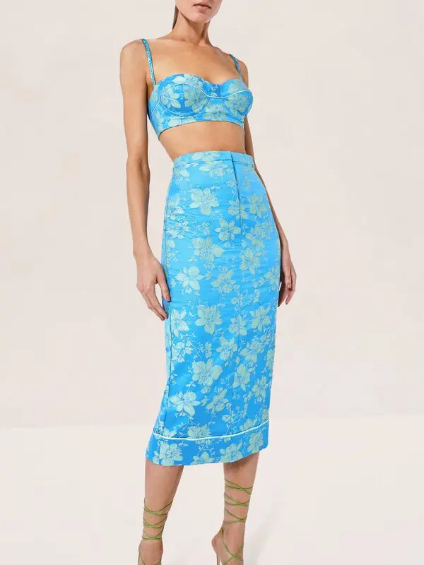 Alexis Aubrielle Floral Print Sweetheart Neckline Top