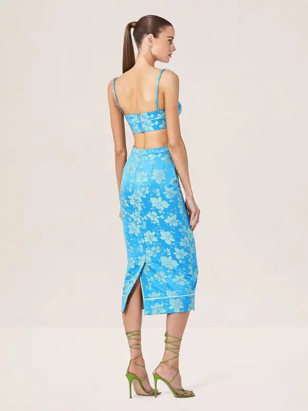 Alexis Aubrielle Floral Print Sweetheart Neckline Top