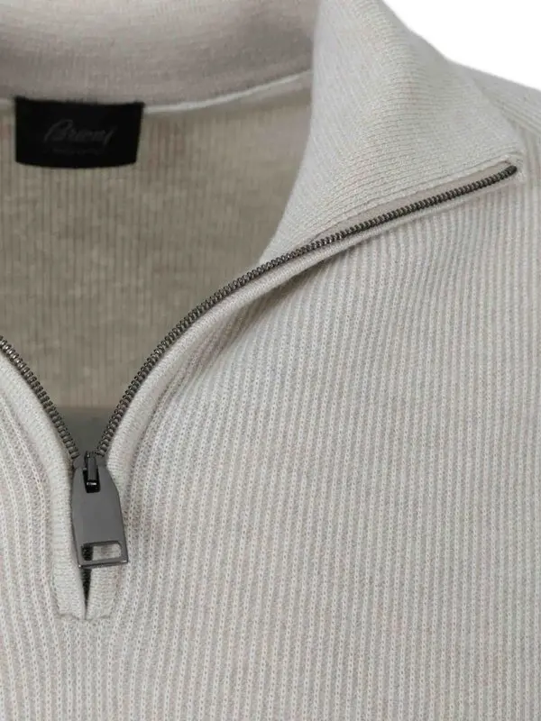 Brioni Wool And Cashmere Zip-up Sweater