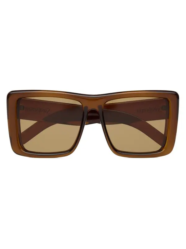Saint Laurent Square Sunglasses With Engraved Temples
