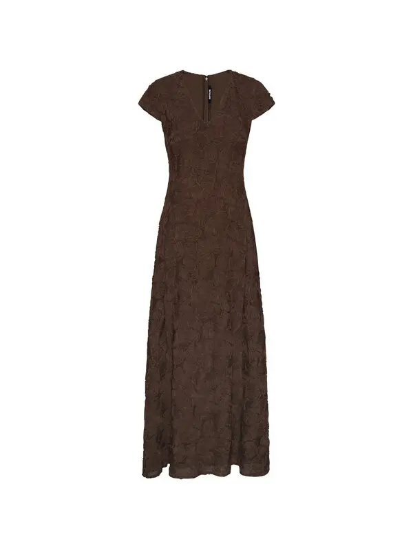 ROTATE BY BIRGER CHRISTENSEN Floral Mesh V-neck Mini Dress - Marrone