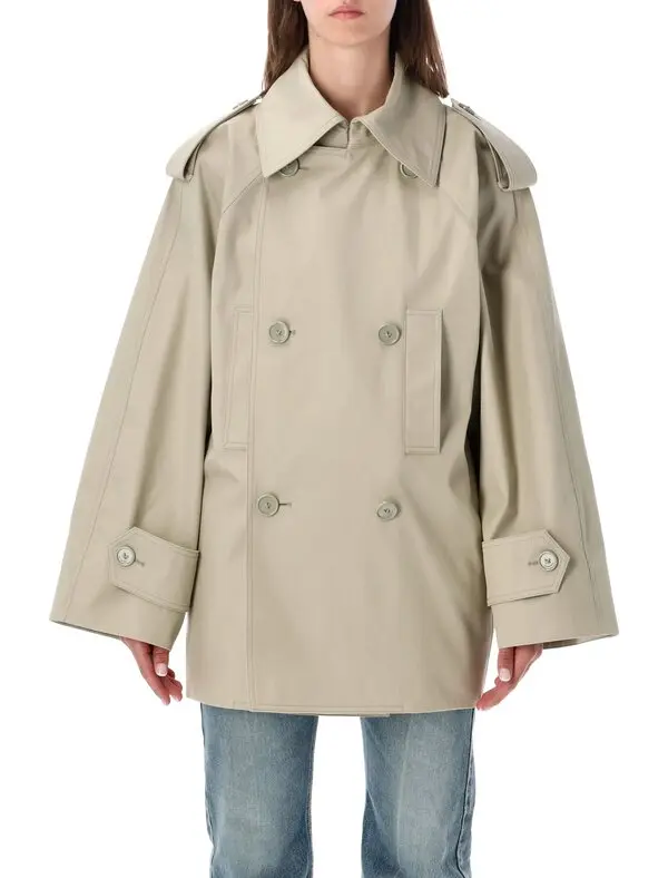 Balenciaga Double-breasted Trench Coat With Engraved Buttons - Beige